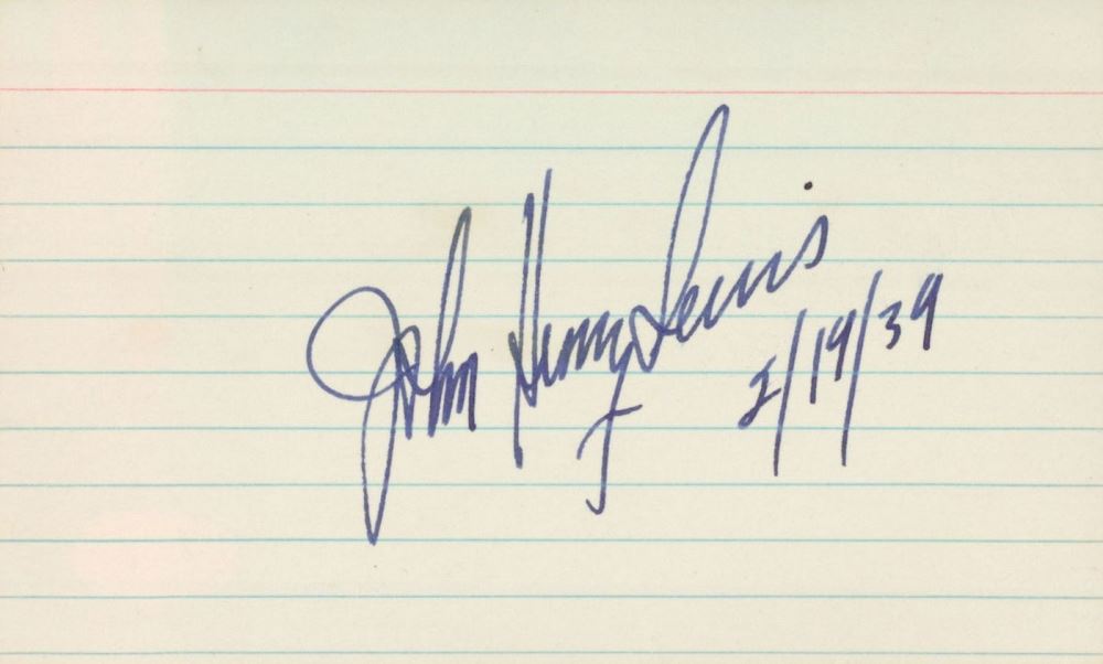John Henry Lewis Signed 3x5 Index Card Inscribed "2/14/39" (Hollywood ...