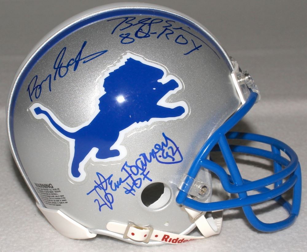 Barry Sanders, Lem Barney & Billy Sims Signed Lions Mini Helmet ...