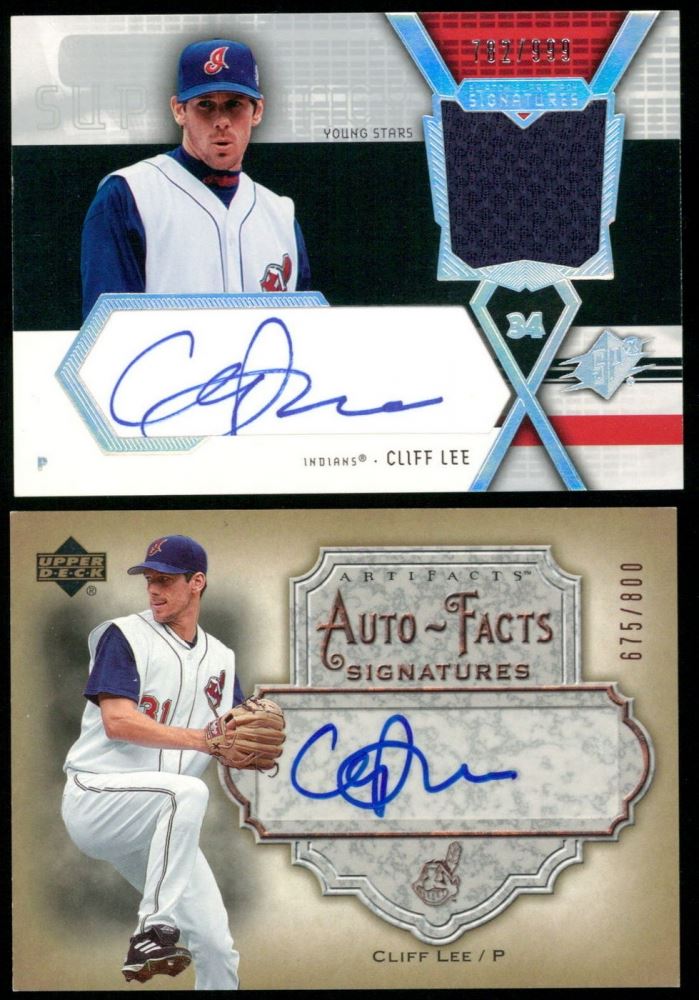 Lot of (2) Cliff Lee Game-Used Relic & Autograph Insert Baseball Cards ...