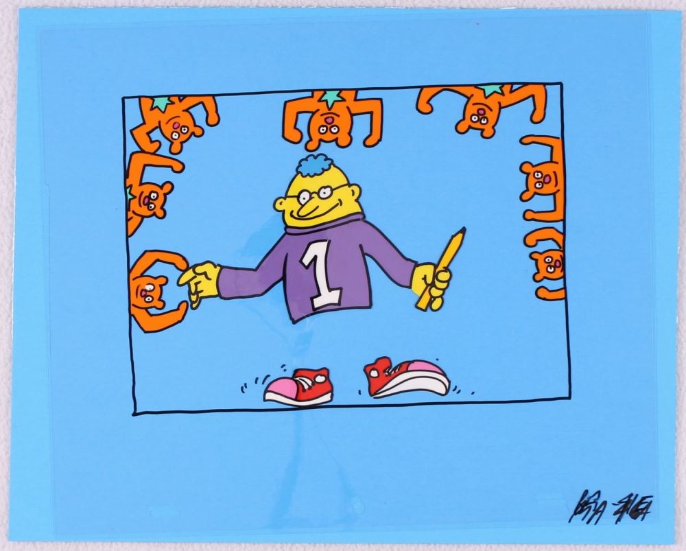 Keith Haring Original "Sesame Street" Hand-Painted Animation Cel (PA LOA)