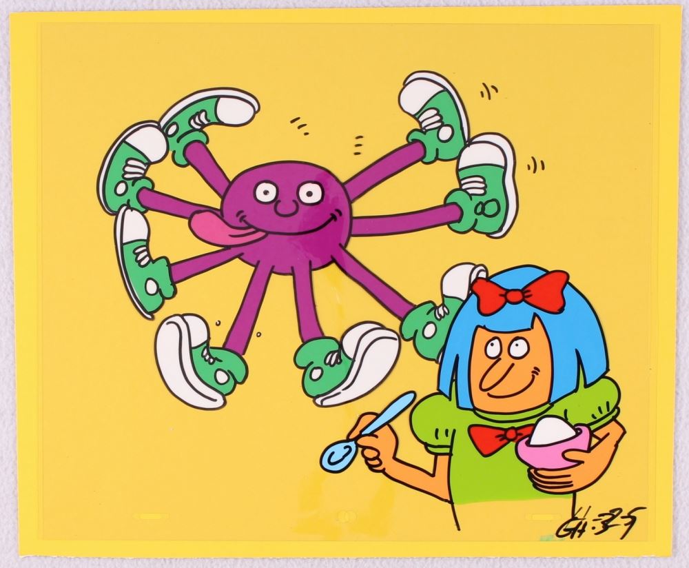 Keith Haring Original "Sesame Street" Hand-Painted Animation Cel (PA LOA)