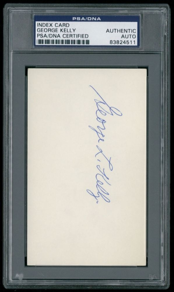George Kelly Signed Vintage Index Card (PSA Encapsulated)