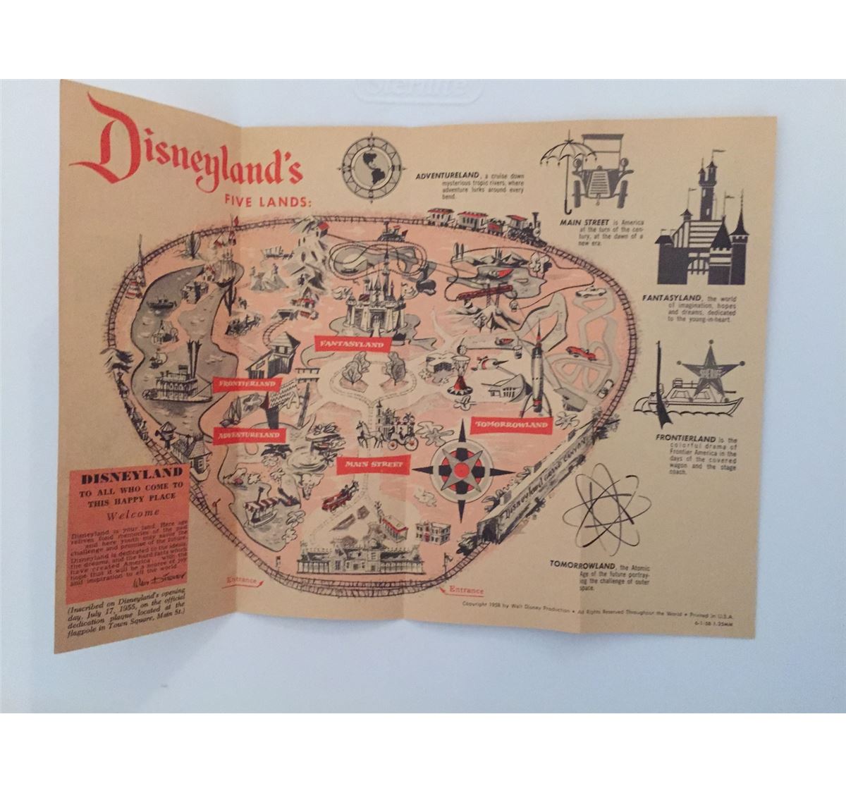 VINTAGE DISNEYLAND TRIFOLD PARK MAP AND PARK FLYER