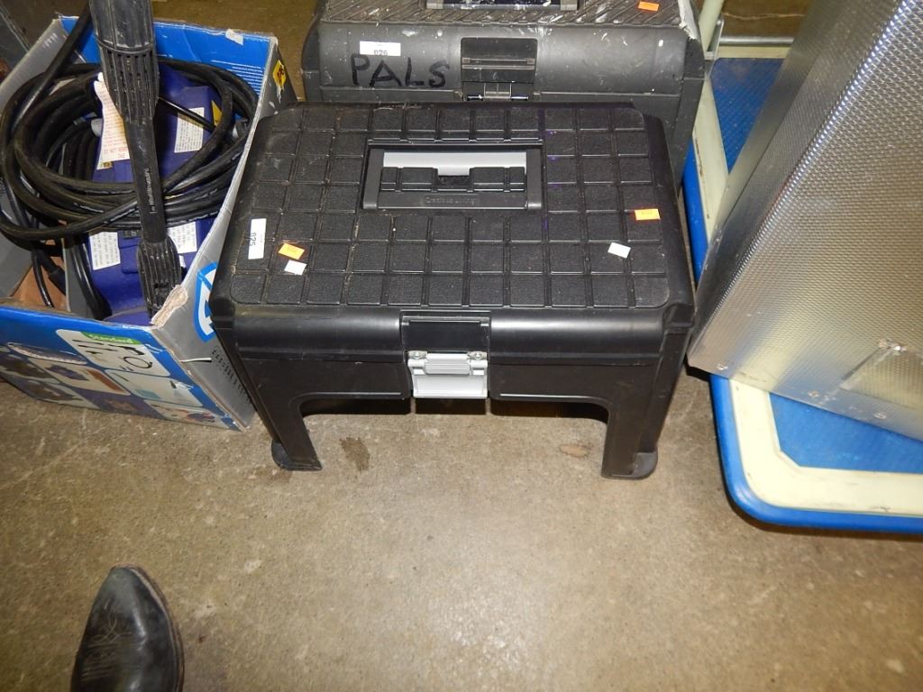 STEP STOOL / TOOL BOX AND TOOLS