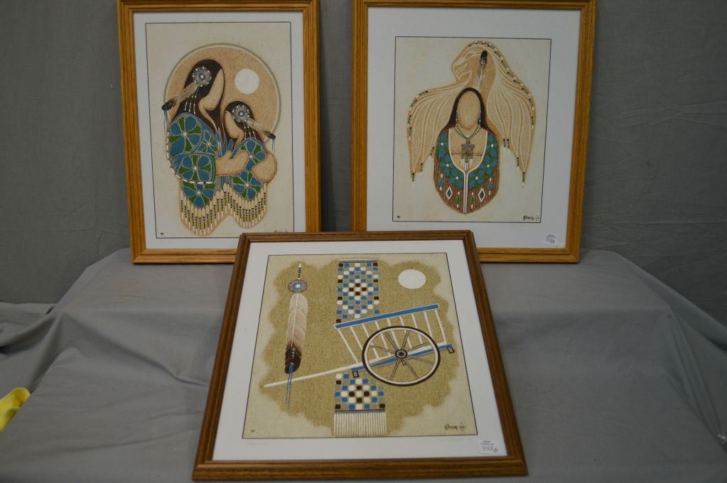 Three framed original acrylic on board paintings by native artist Henry ...