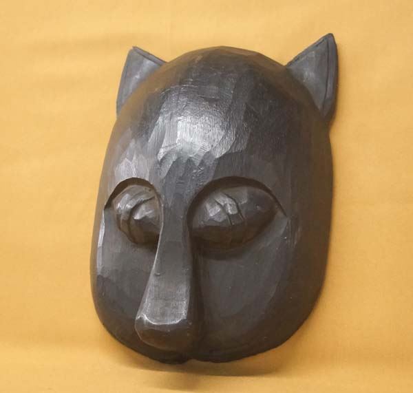 Mexican Hand Carved Wooden Cat Mask
