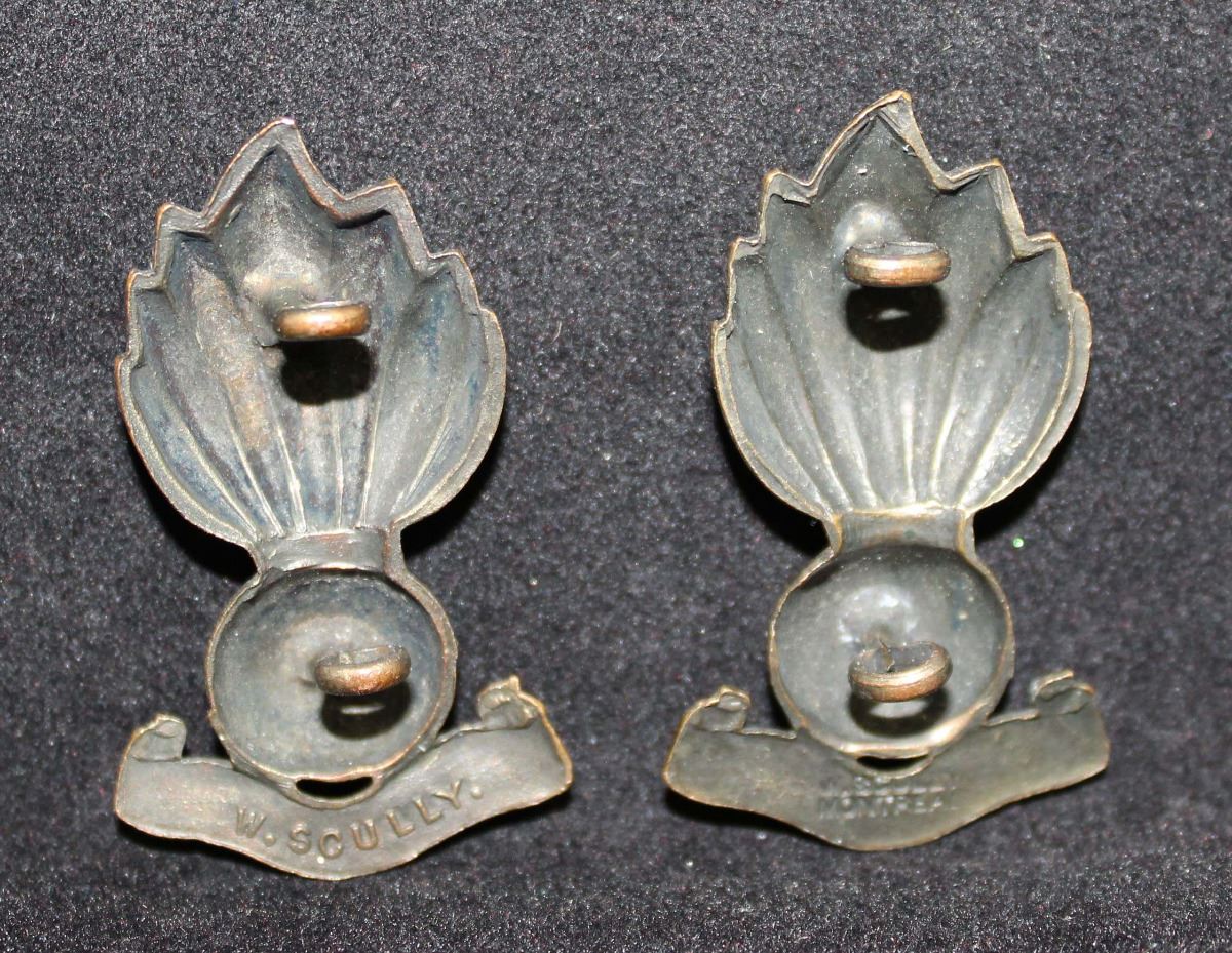 B3. Royal Canadian Artillery Collar badge pair