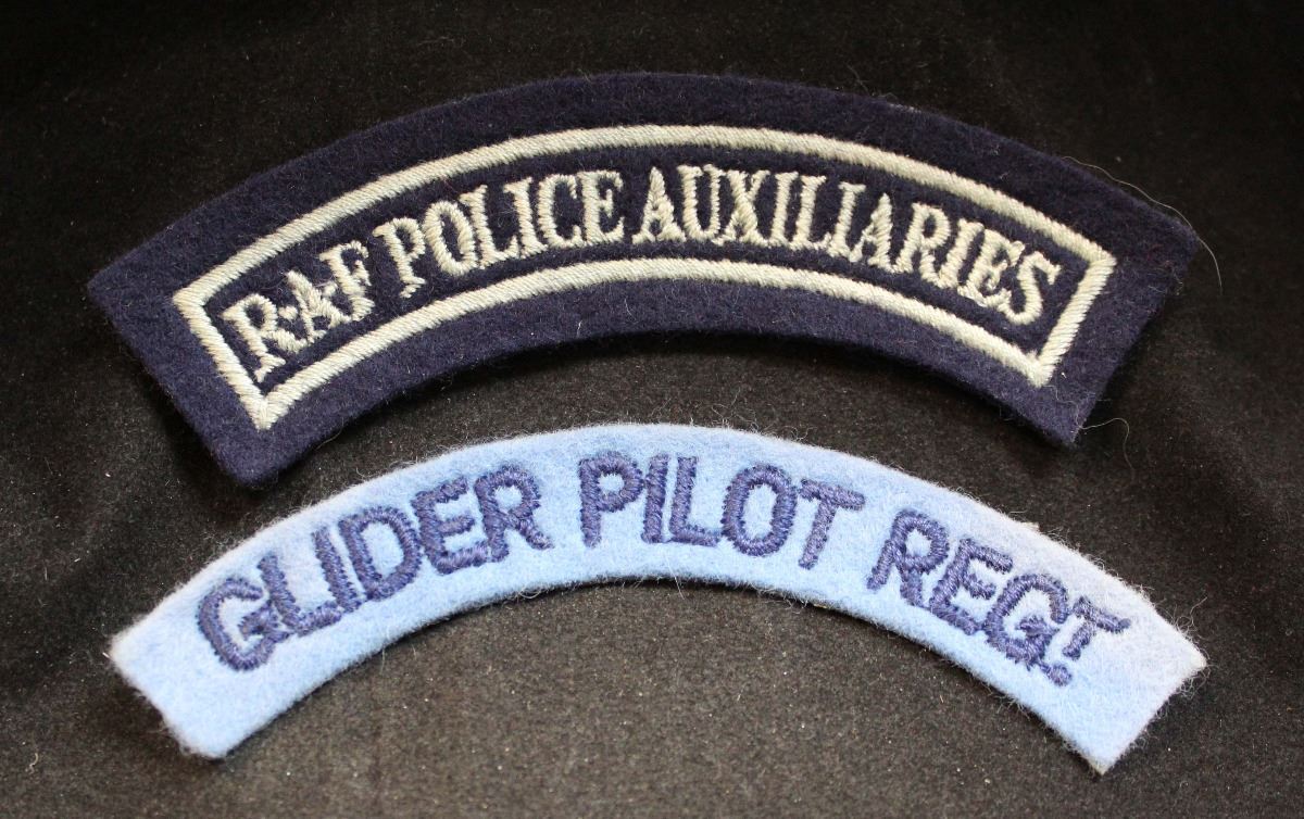 J8. RAF POLICE AUXILLIARIES & GLIDER PILOT Cloth flash lot