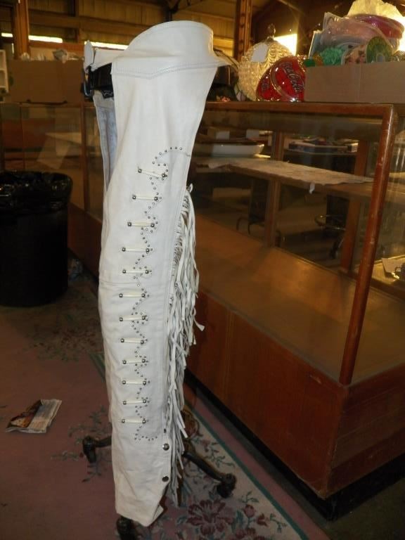 Ladies White Leather Chaps