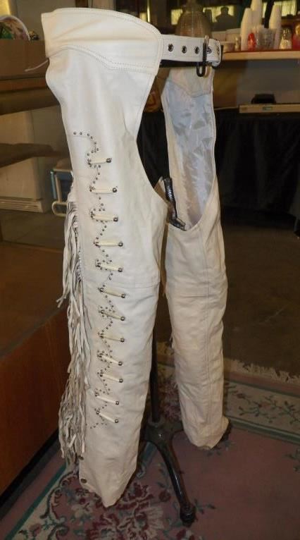 Ladies White Leather Chaps