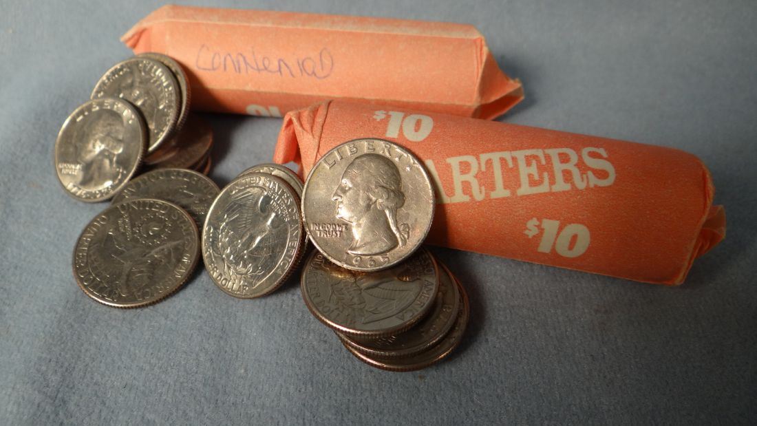 Centennial quarters, 1 roll; Partial roll silver quarters, plus 17 ...