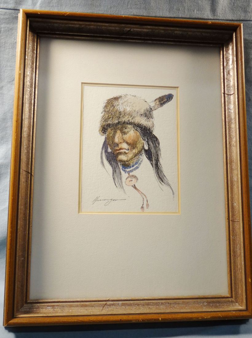 Robert Morgan (deceased) original watercolor, Indian portrait, 8" x 6 ...