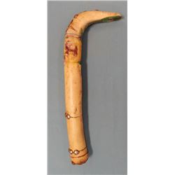 Plains Indian bone hide scraper, painted, 14", shows nice patina and tacks