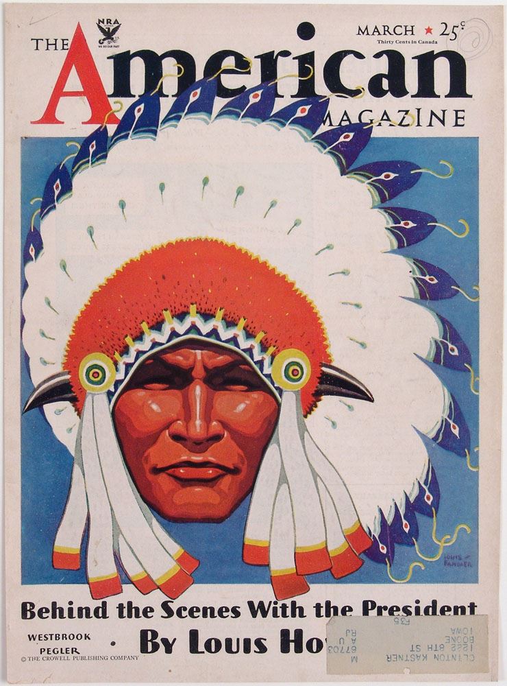 Vintage 1934 THE AMERICAN MAGAZINE - Indian Chief Cover