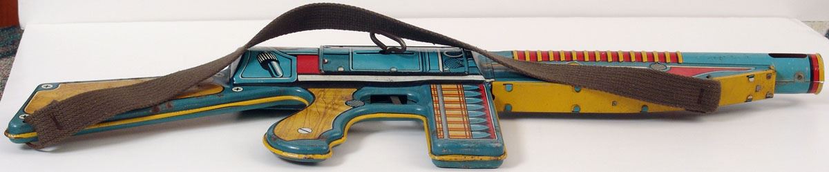 Original Vintage 1940s Tin Toy Machine Gun by Unique Art