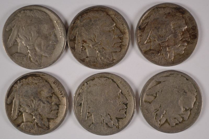 (6) BUFFALO NICKELS (1913 I, 1914, 1915, 1916, 1916-S, 1918)