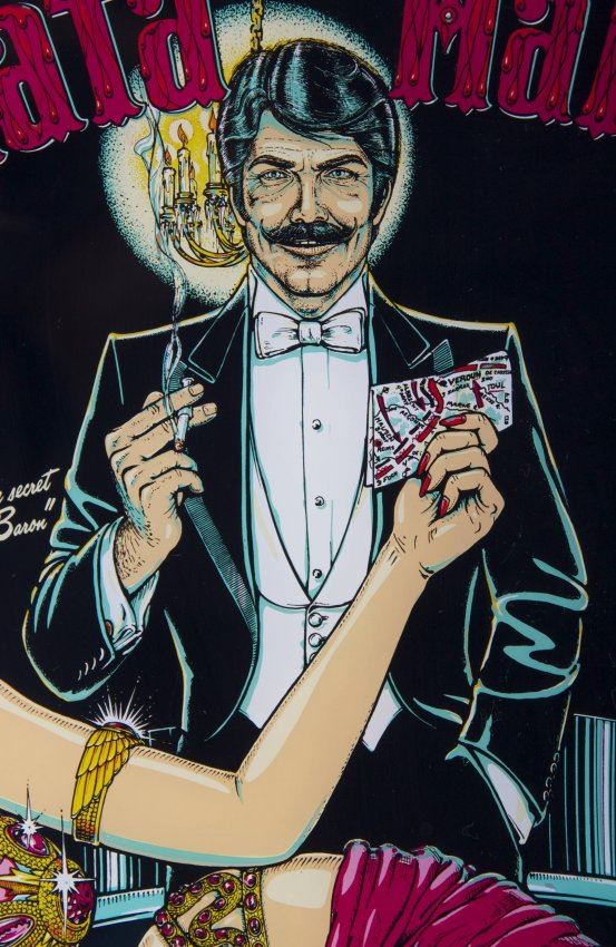 Vintage Bally Mata Hari pinball marquee. Circa 1970s.