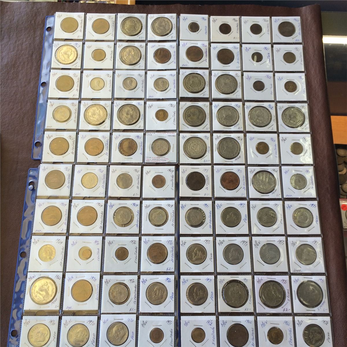 World coins binder; containing 170 coins of Mexico from 1960 to 1979 ...