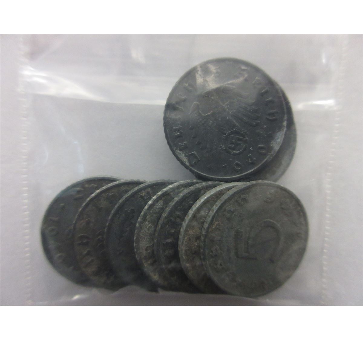 10 WWII Nazi German Eagle & Swastika zinc coins