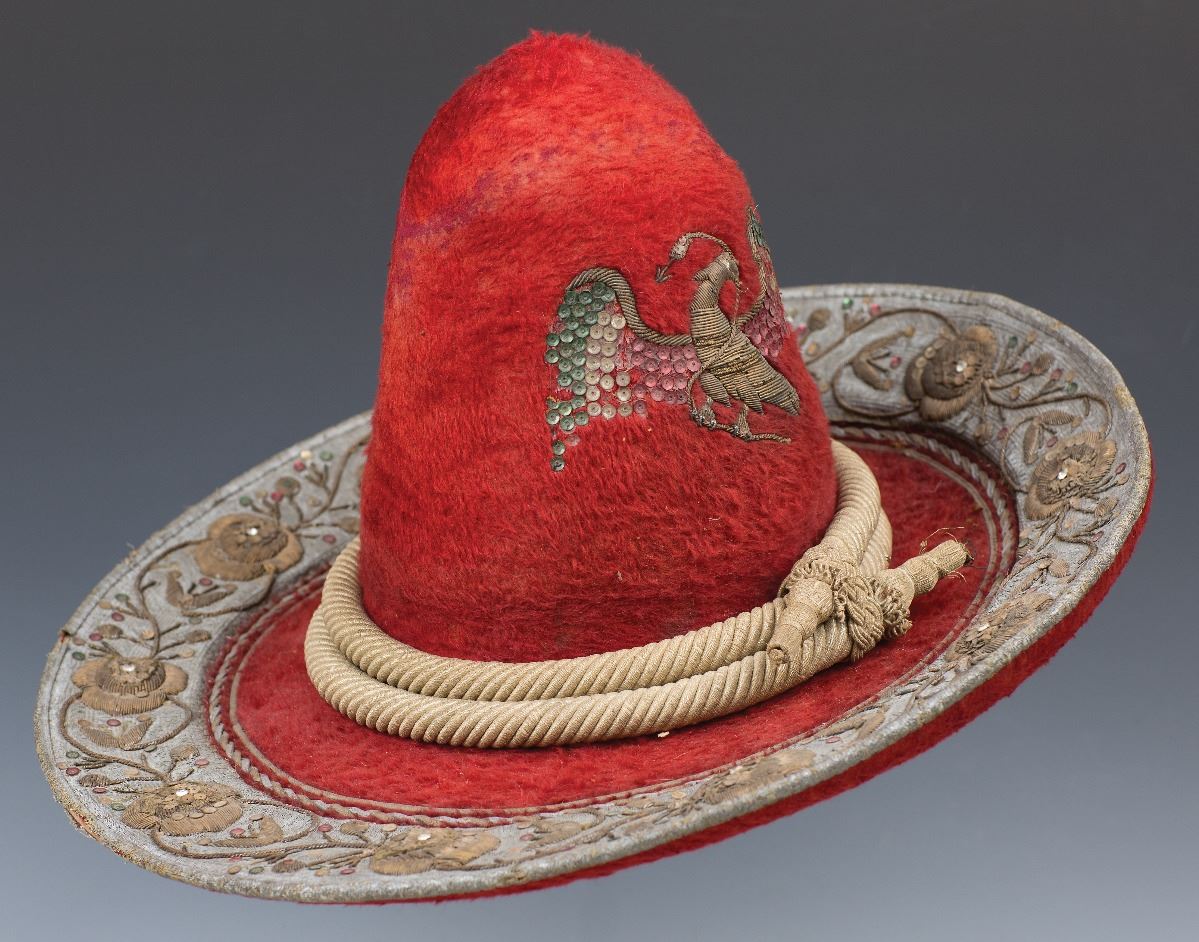 Rare 1880s Bright Red Mexican Sombrero