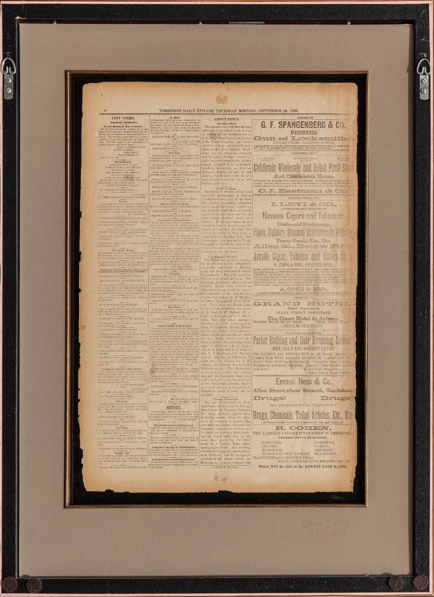 Tombstone Newspaper Pages 1880