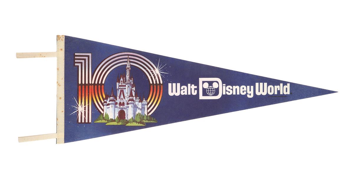 Walt Disney World 10th Anniversary Felt Pennant