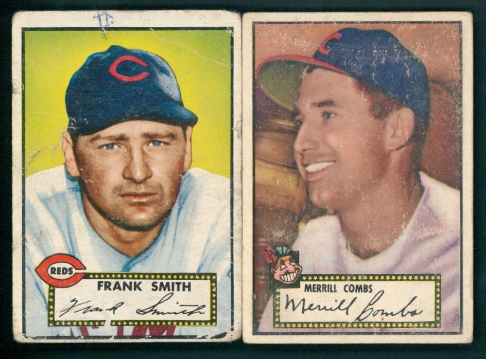 Lot of (2) 1952 Topps with #179 Frank Smith RC & #18 Merrill Combs RC