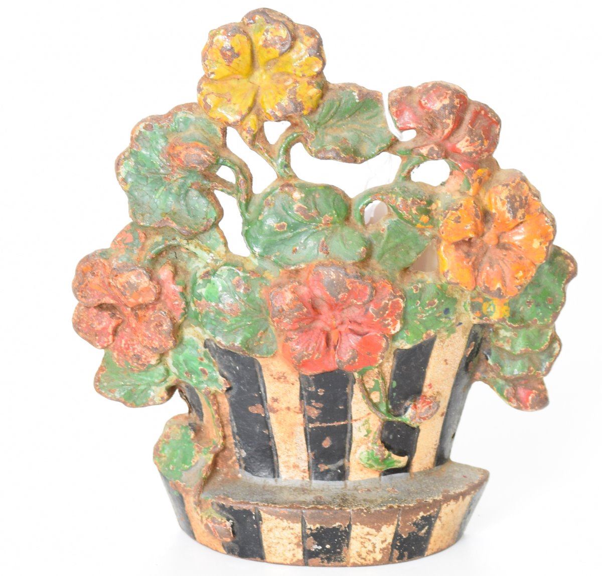 Antique Cast Iron Flower Pot Door Stop
