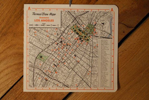 GENUINE AUTHENTIC 1970 MAP OF DOWNTOWN LOS ANGELES