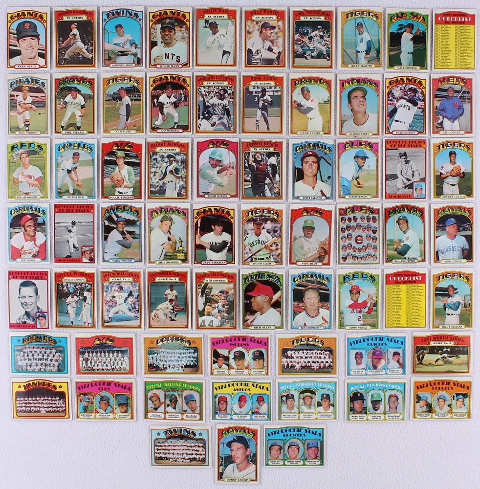 Lot of (150) 1972 Topps Baseball Cards with #663 Fran Healy RC, #52 ...