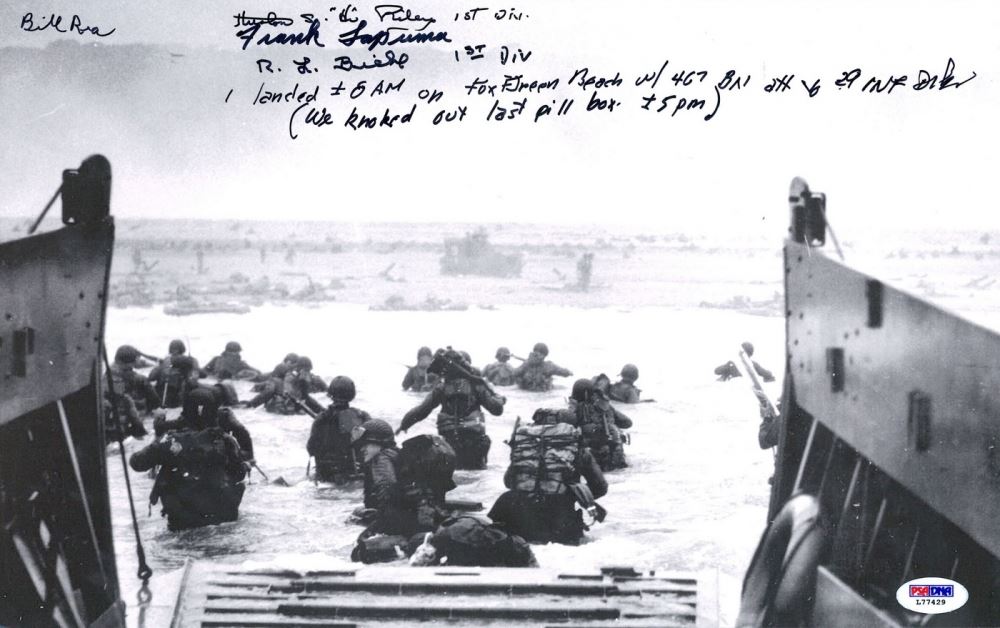 The Omaha Beach Survivors 11x14 Photo Signed by (5) with John Pellegren ...