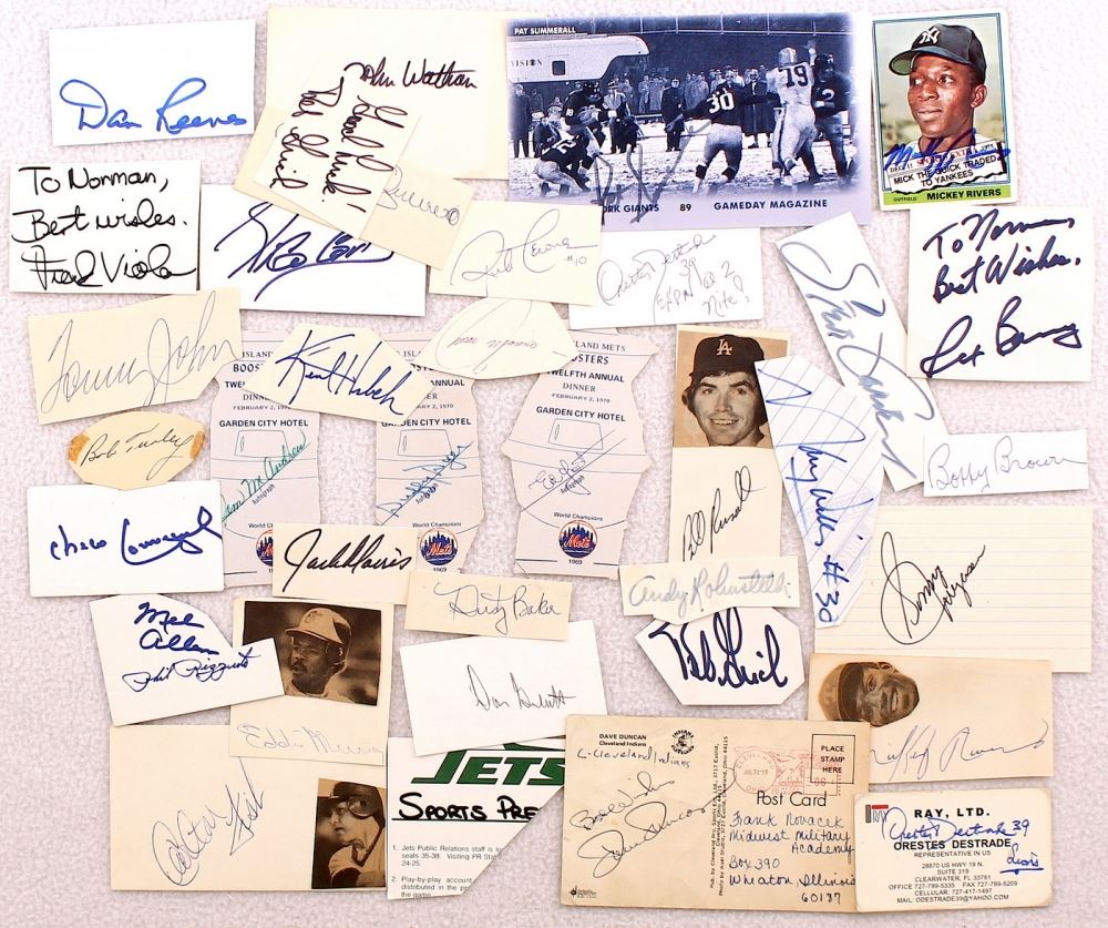 Lot of (36) Signed Cuts & Photos with Phil Rizzuto, Bart Oates, Orestes ...