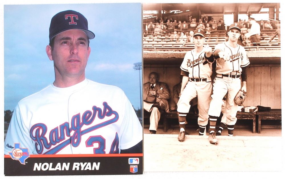 Lot of (2) MLB Stars 8x10 Baseball Photos with Nolan Ryan, Warren Spahn ...