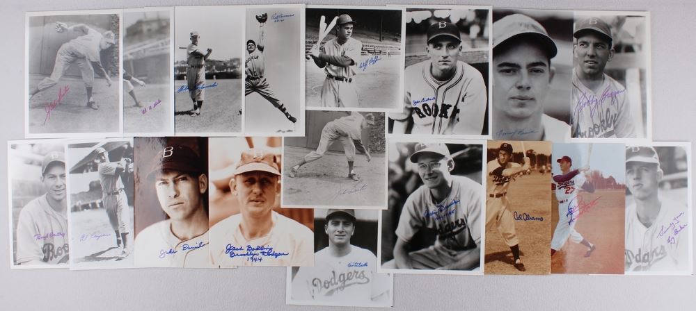 Lot of (18) Signed Brooklyn Dodgers 8x10 Photos with Johnny Babich ...