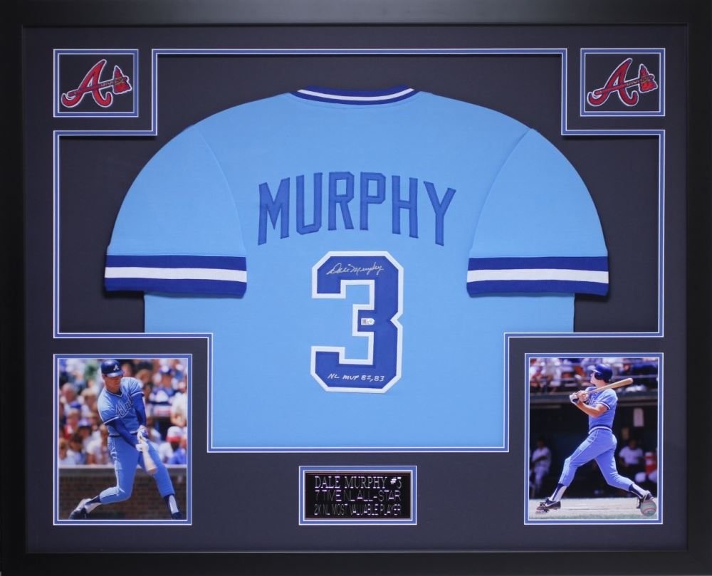 Dale Murphy Signed Braves 35" x 43" Custom Framed Jersey (MLB)
