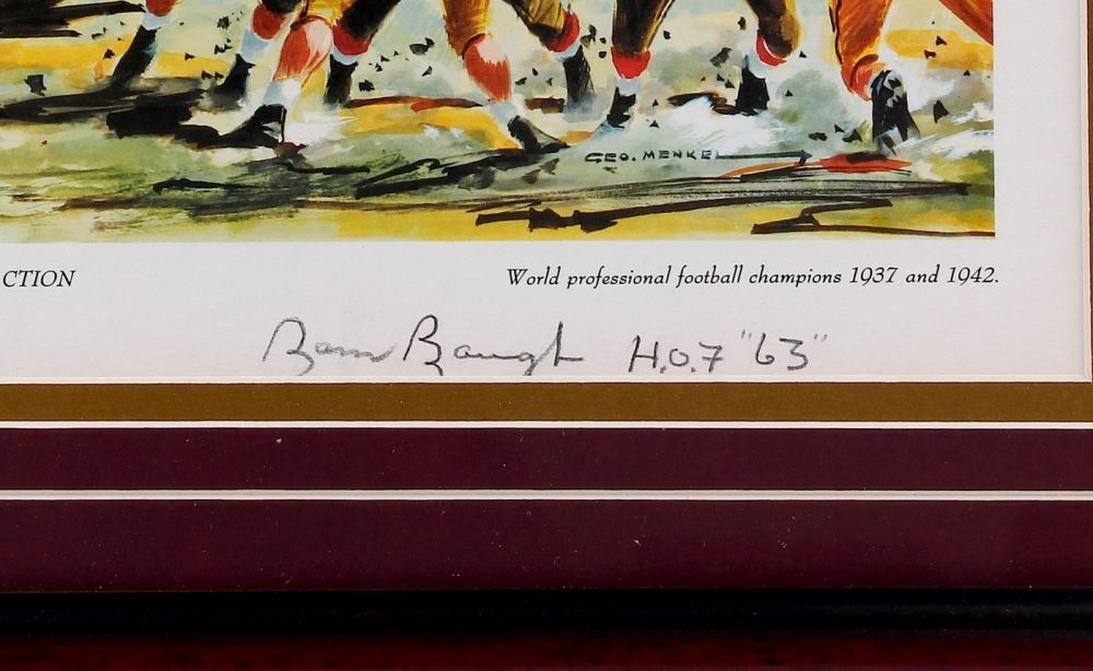 Sammy Baugh Signed Redskins 16x20 Custom Framed Lithograph Display ...