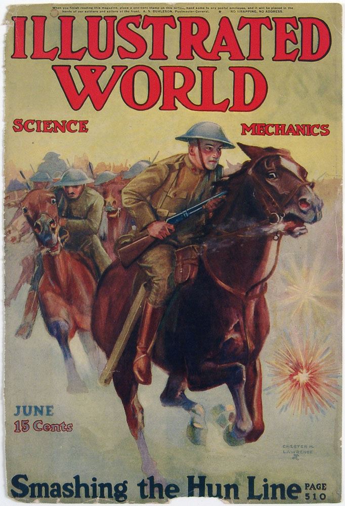 Old WWI ILLUSTRATED WORLD Cover SMASHING HUN LINE