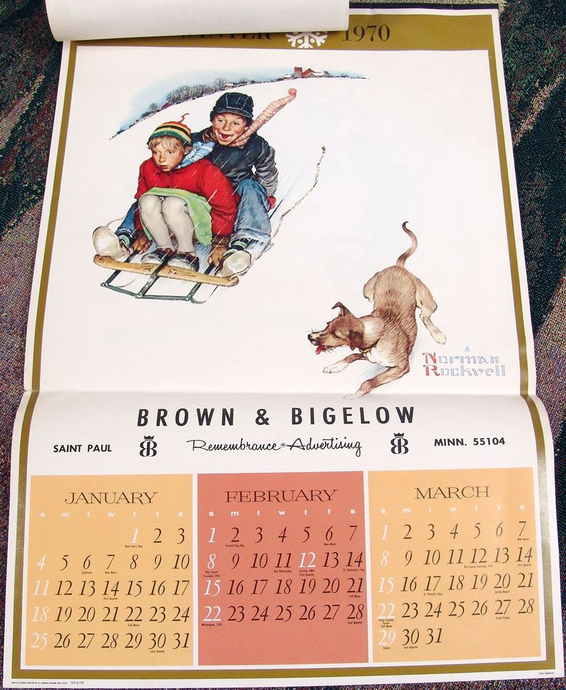 1970 Brown & Bigelow NORMAN ROCKWELL 4 Seasons Calendar
