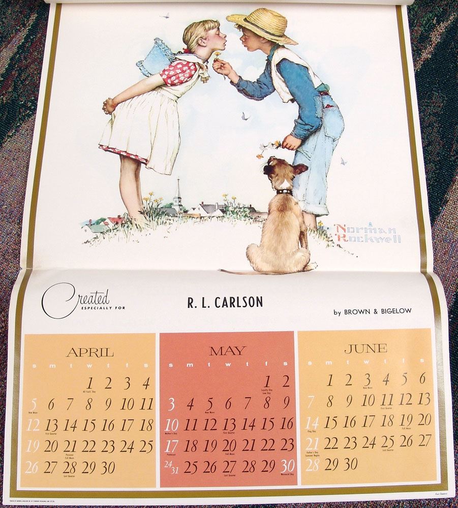 1970 Brown & Bigelow NORMAN ROCKWELL 4 Seasons Calendar