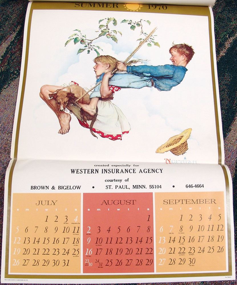1970 Brown & Bigelow NORMAN ROCKWELL 4 Seasons Calendar
