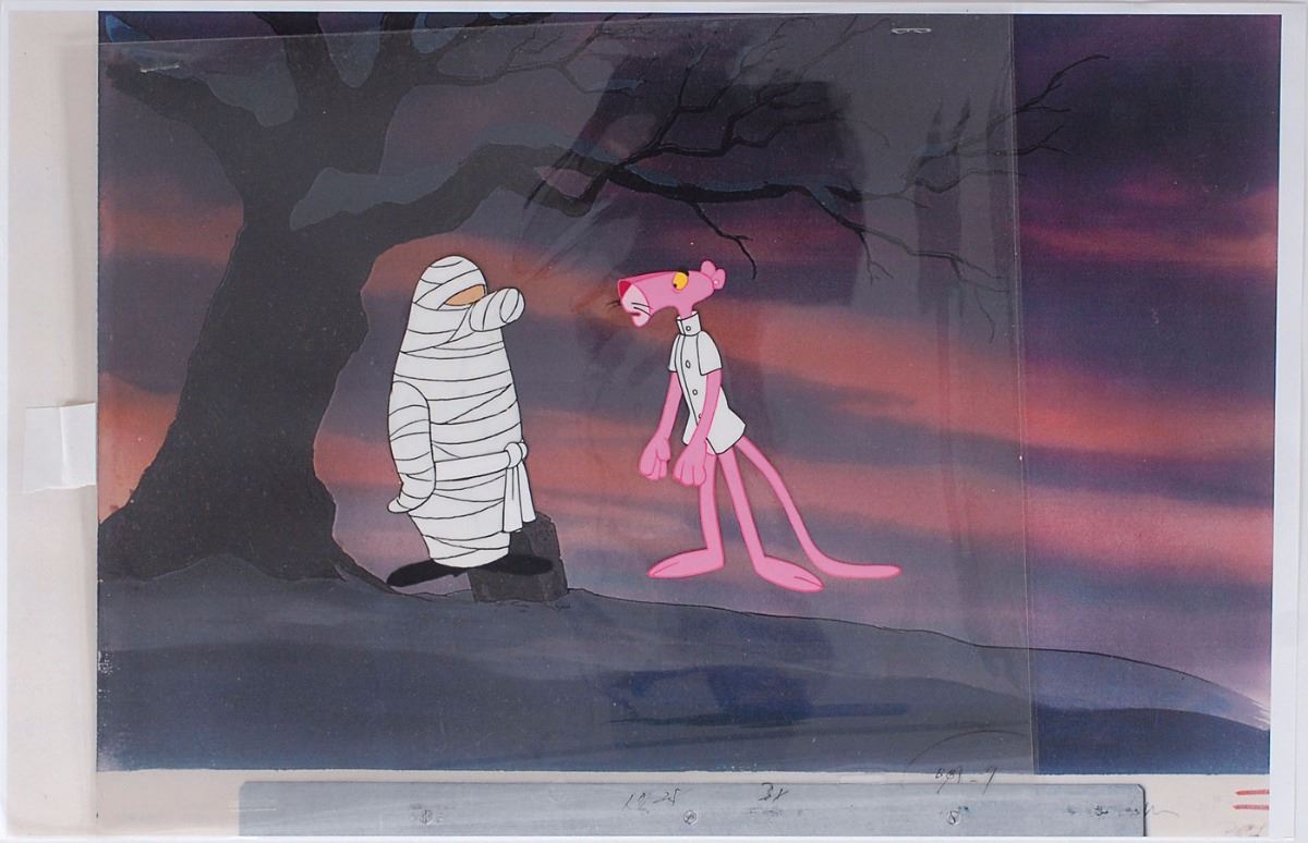 Pink Panther and Mummy production cel from the Pink Panther TV Show