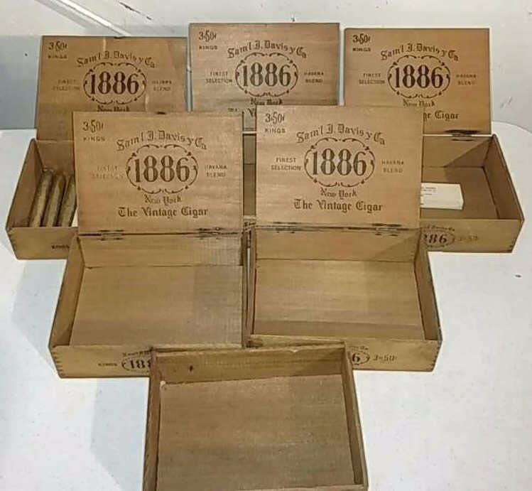 5 Sam'l J Davisy CA 1886 cigar Box's