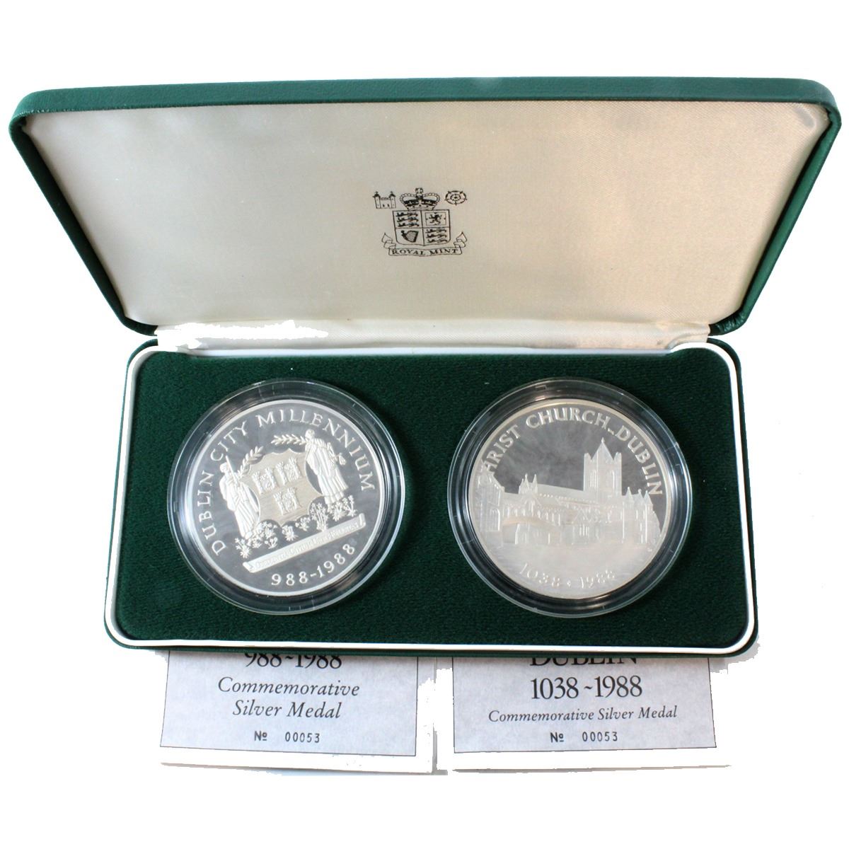 1988 Dublin City Sterling Silver 2-coin Medallion set. This set ...