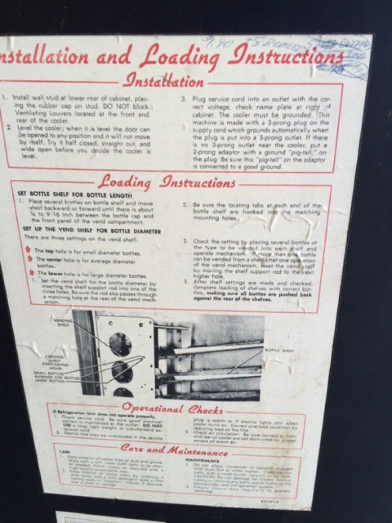 Vendo 63 Coca-cola Vending Machine Bottles, Model: H63c, Sn: 401041956