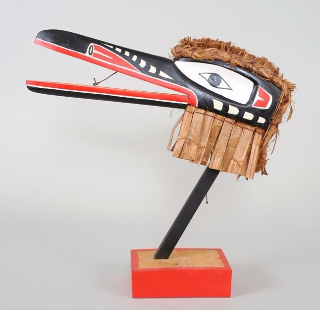 Articulated Hok Hok Mask on Stand Carved by Neal Pootlass - Nuxalk ...