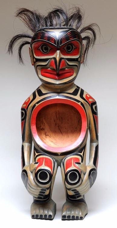 Chief Tony Hunt Carved Alder Bukwus Bowl Signed Tony Hunt '73 21" L. 9 ...