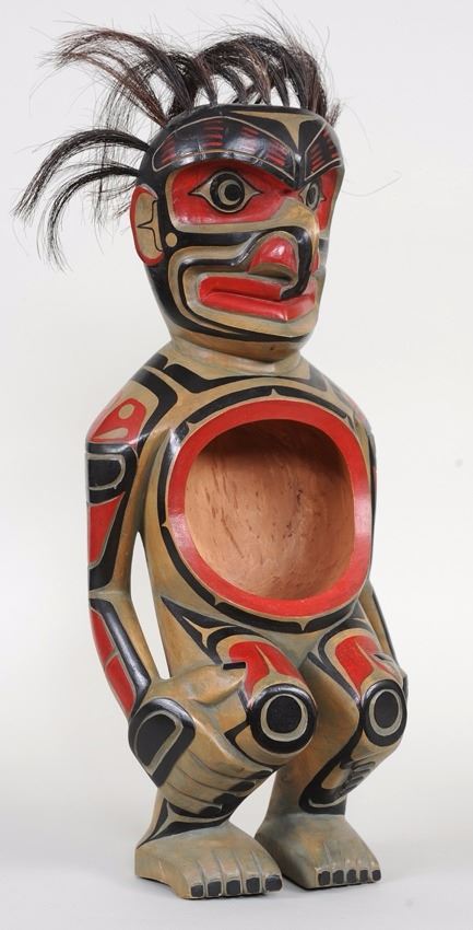 Chief Tony Hunt Carved Alder Bukwus Bowl Signed Tony Hunt '73 21" L. 9 ...