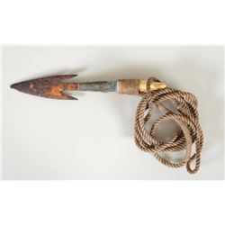 19TH C. Iron, Copper and Marine Ivory Harpoon with Line From Serita ...