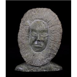 Inuit Steatite Carving of an Inuk Face - Unsigned 7" H. 5 3/4" W. Good ...