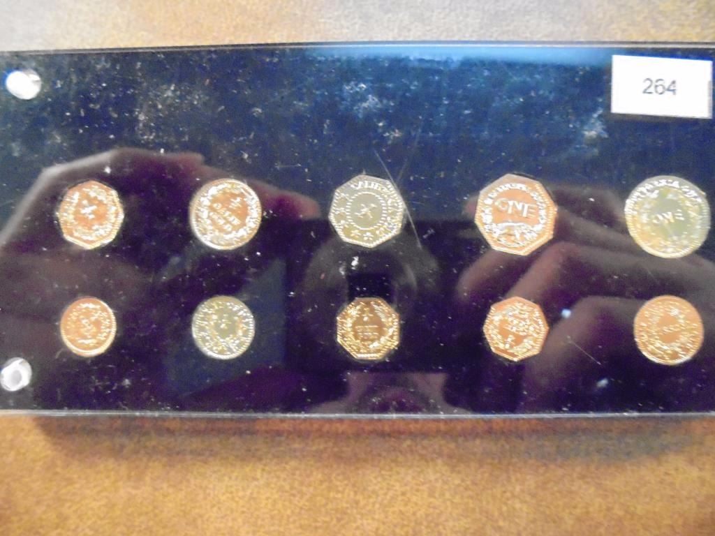 SOUVENIR CALIFORNIA GOLD TOKENS UNC TYPE SET 10 COINS IN PLASTIC CASE